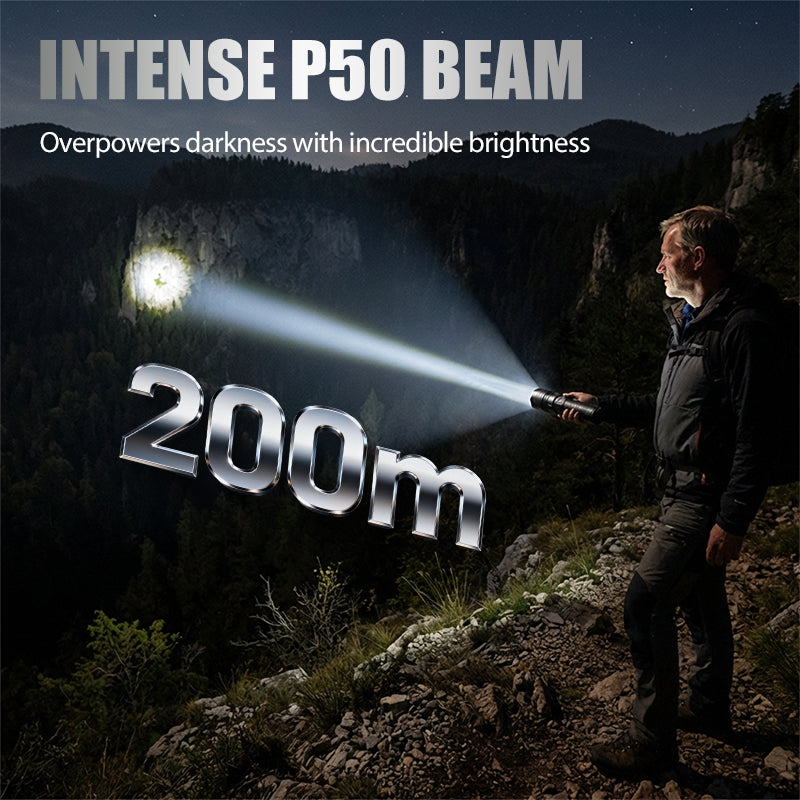 Oplaadbare P50 LED-zaklamp met verstelbare zoom – aneedblue